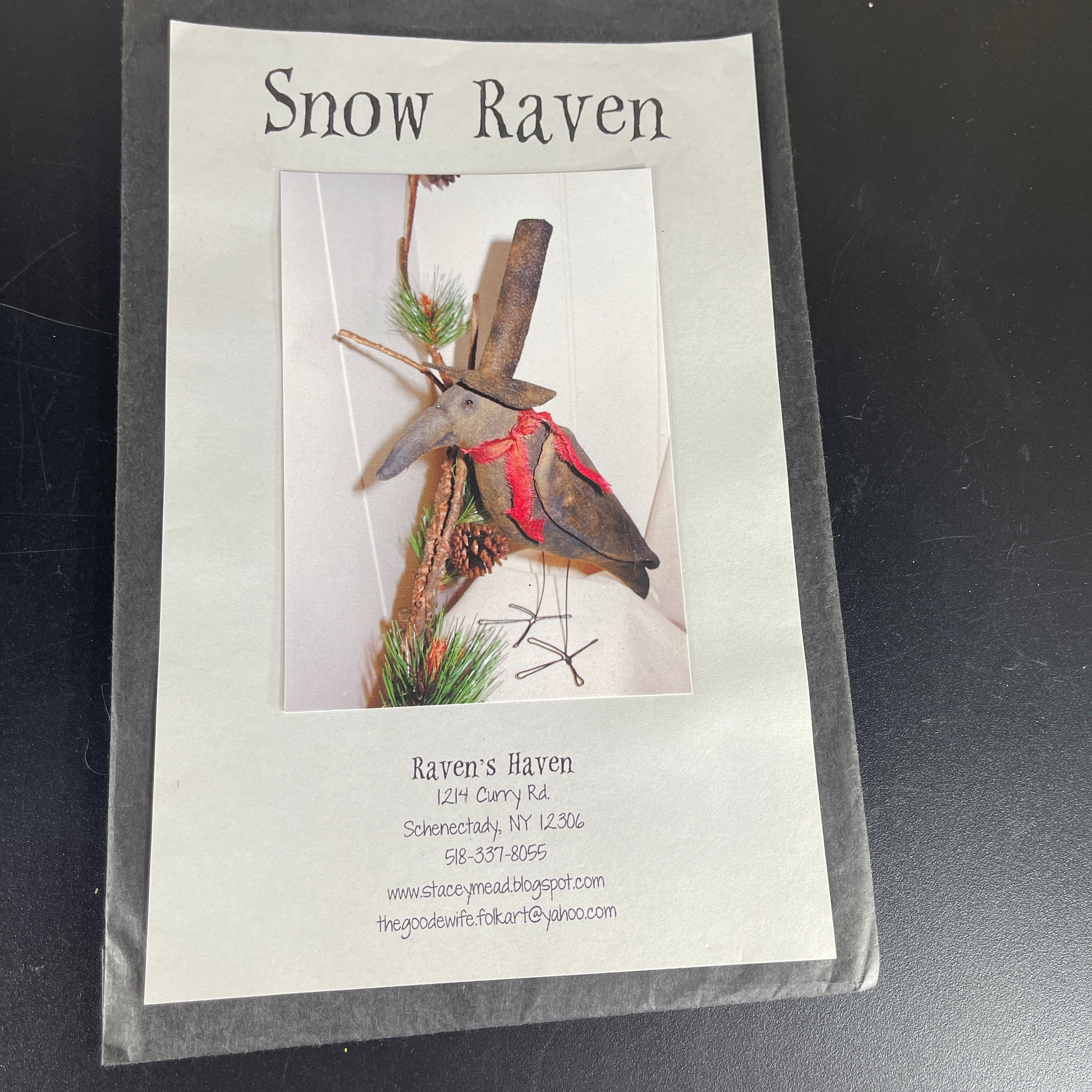 Ravens Haven Snow Raven craft patten – thelittleblackbarn
